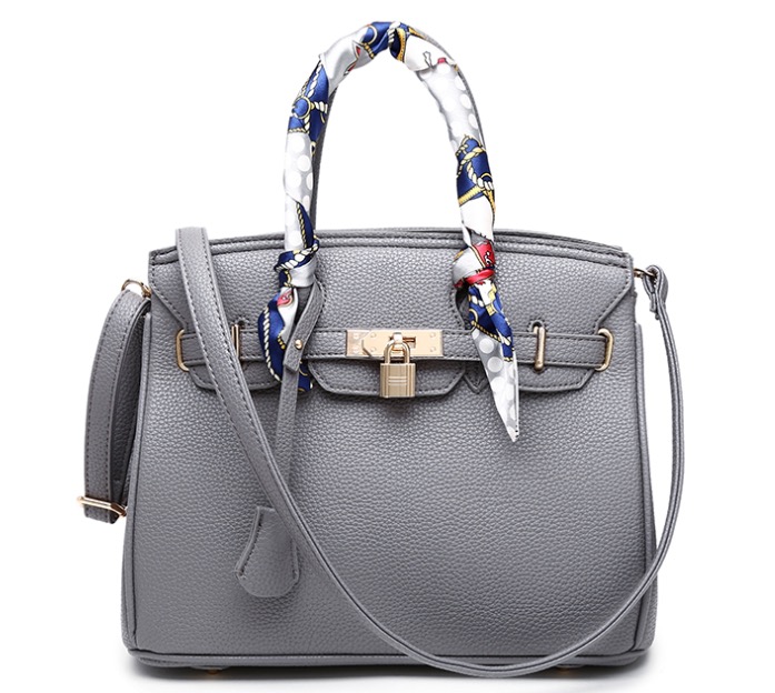 Classic Style Pebbled PU Leather Birkin Bag Handbags-Black